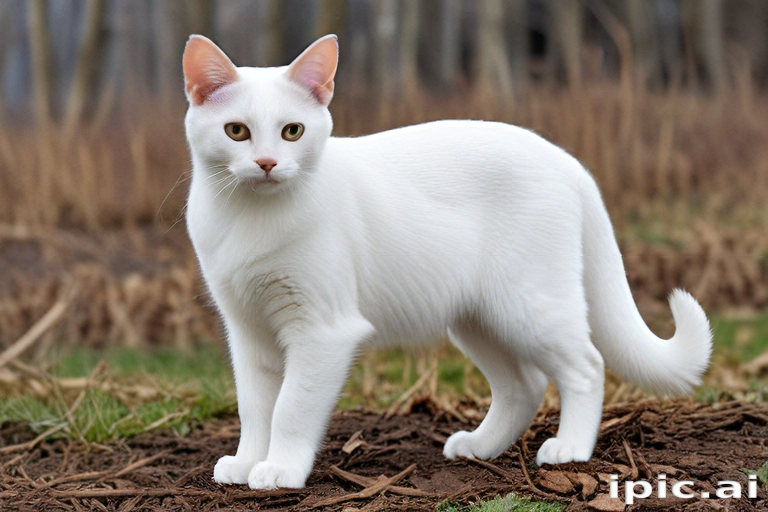 A Playful White Cat Exploring the Outdoors in a Natural Setting