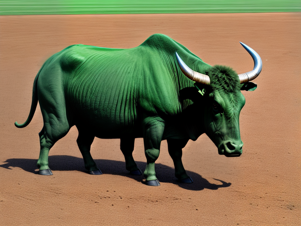 a green bull in the attitude aggressive