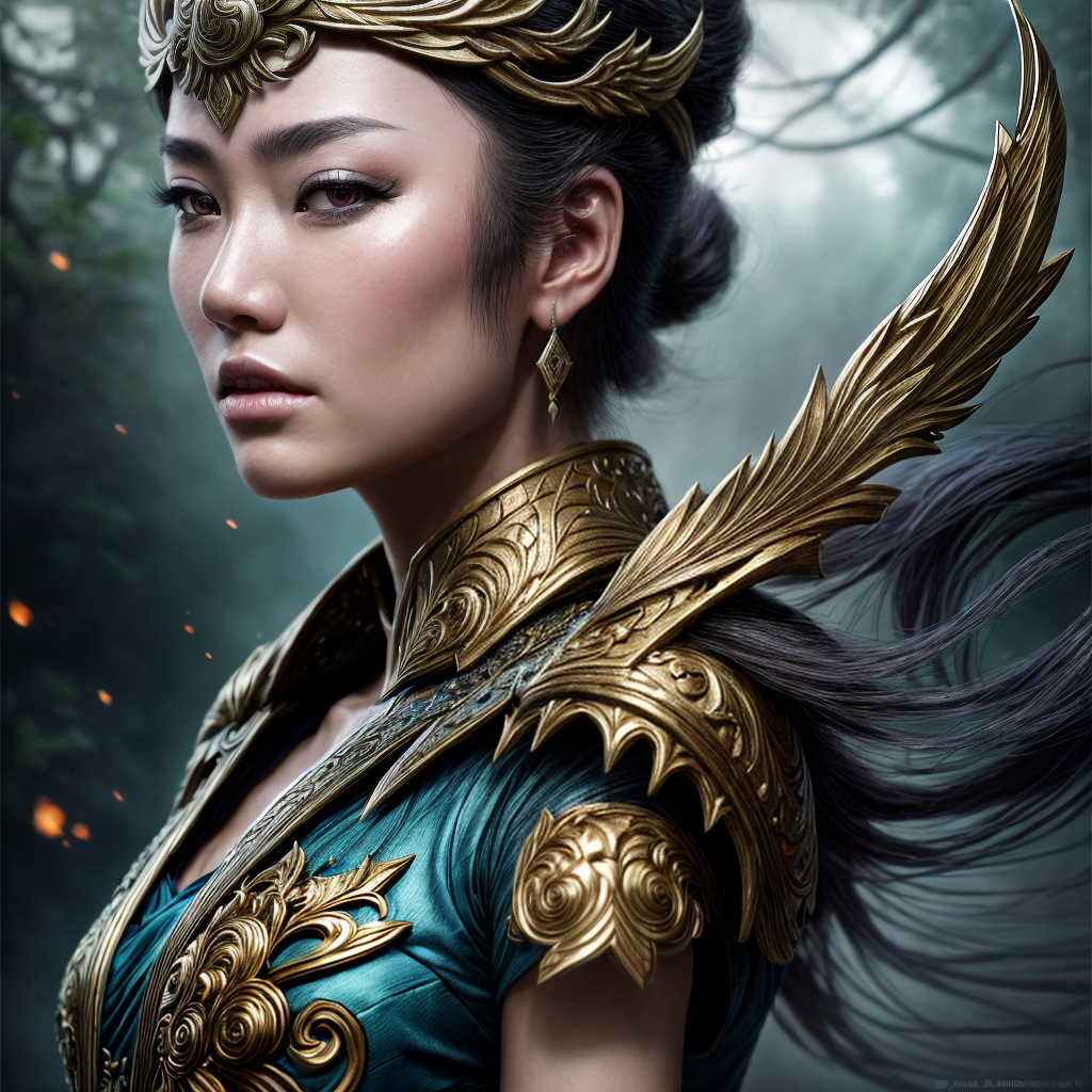 large group of female warrior sirens in a overgrown city landscape ...