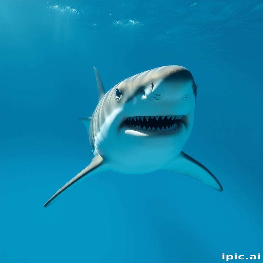 A Curious Shark Swimming Gracefully Beneath the Crystal Clear Ocean ...