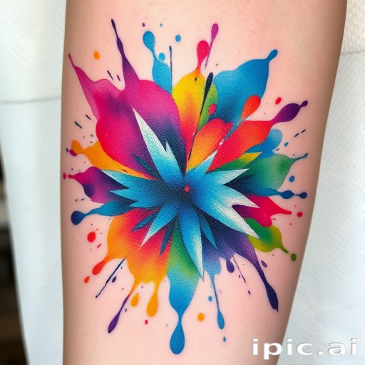 Vibrant Color Explosion: A Stunning Tattoo Design on Skin