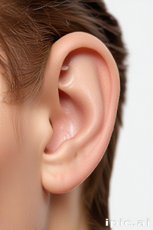 Close-Up View of a Realistic Human Ear with Detailed Features