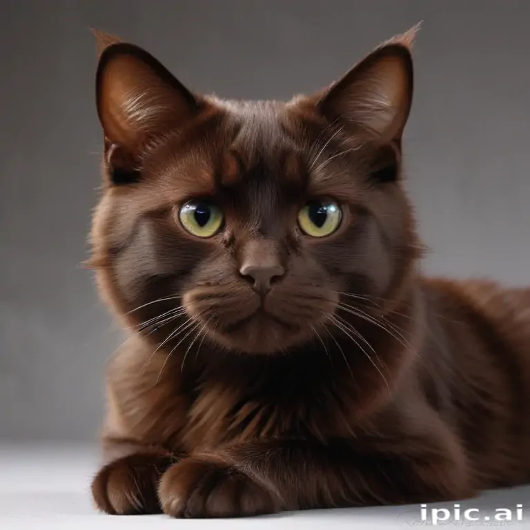 Charming Chocolate Brown Cat with Striking Green Eyes Posing Gracefully