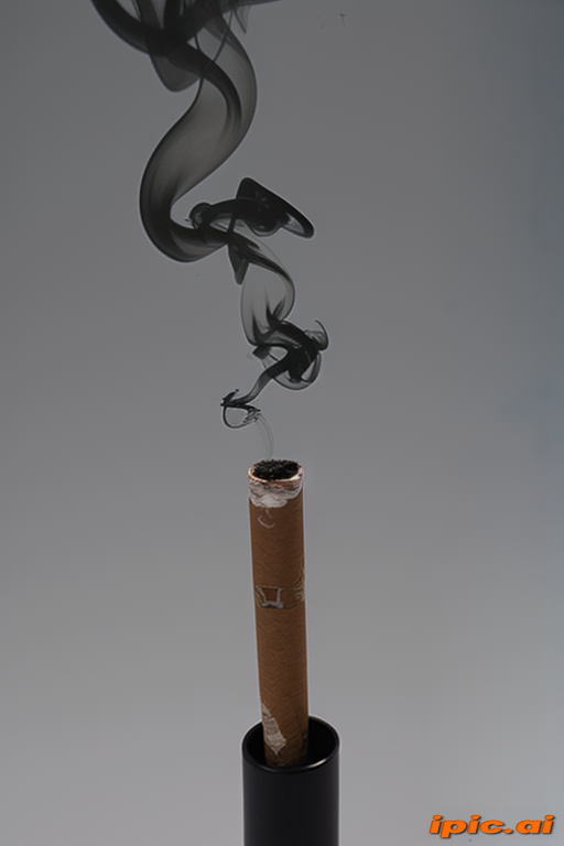 Delicate Dance of Smoke Rising from a Cigarette Against Gray Background