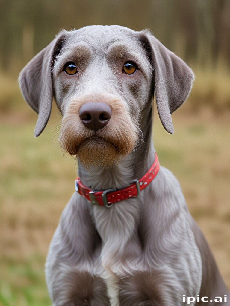 A Beautiful Gray Dog with a Charming Expression in Nature.
