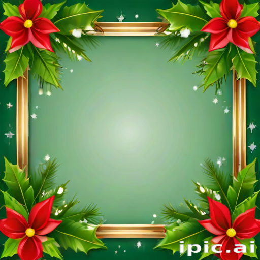 Festive Holiday Frame with Poinsettias and Evergreen Decorations for ...