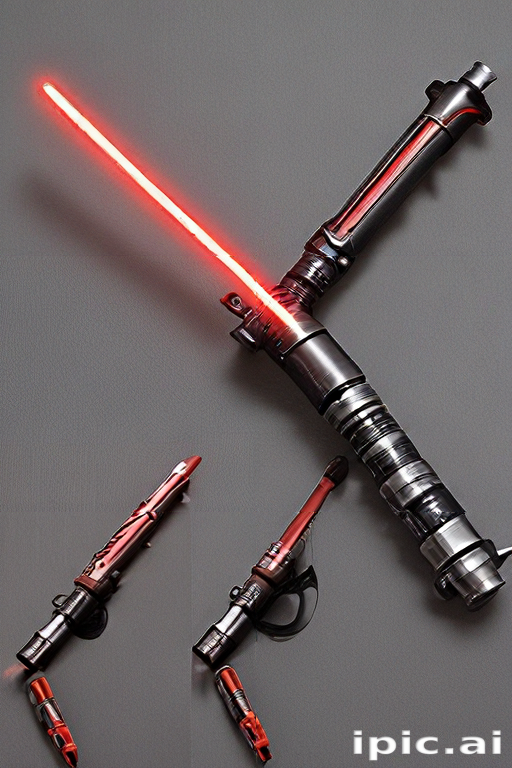Stylish and Detailed Red Lightsaber with Intricate Design and Features