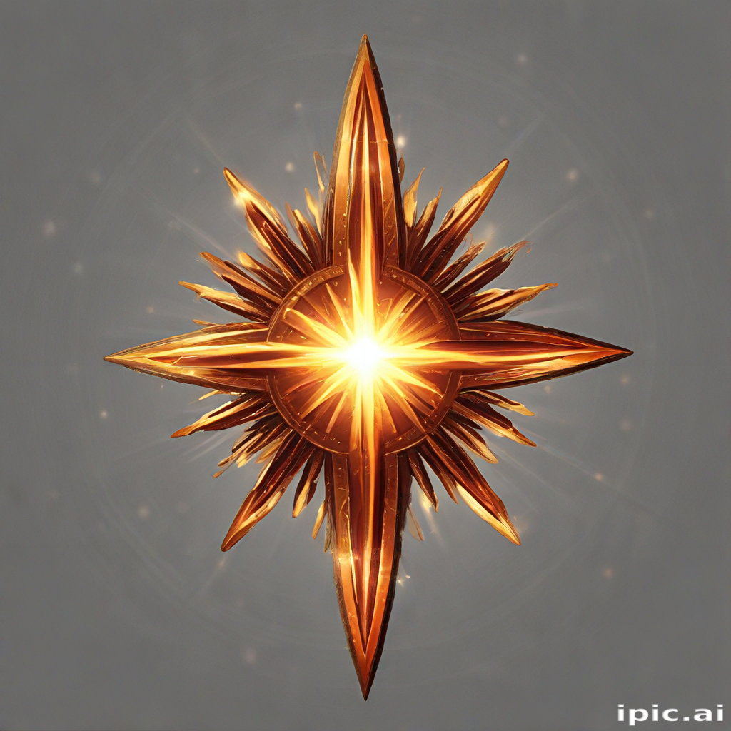 Radiant Golden Starburst Design with Intricate Shining Details and Glow