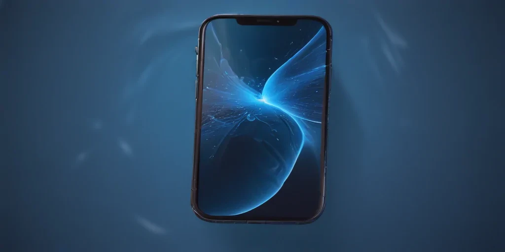 Modern Smartphone Displaying Stunning Abstract Design in Vibrant Blue ...