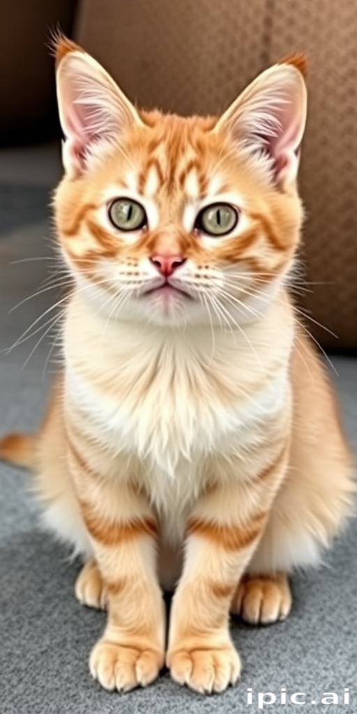A Charming Ginger Cat with Striking Eyes Sitting Gracefully on a Soft ...