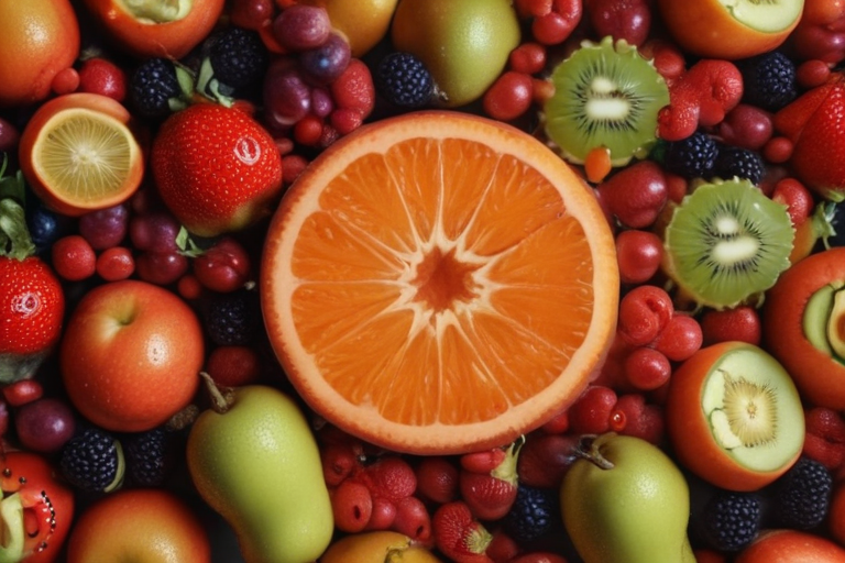 Vibrant Display of Fresh Fruits: A Colorful Medley of Nature's Bounty
