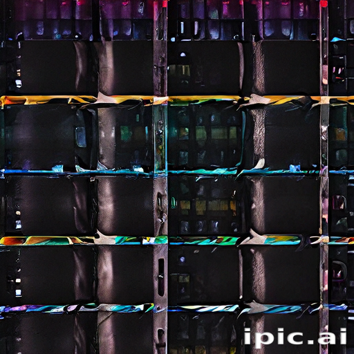 Abstract Colorful Grid with Dark Background and Vibrant Light Patterns