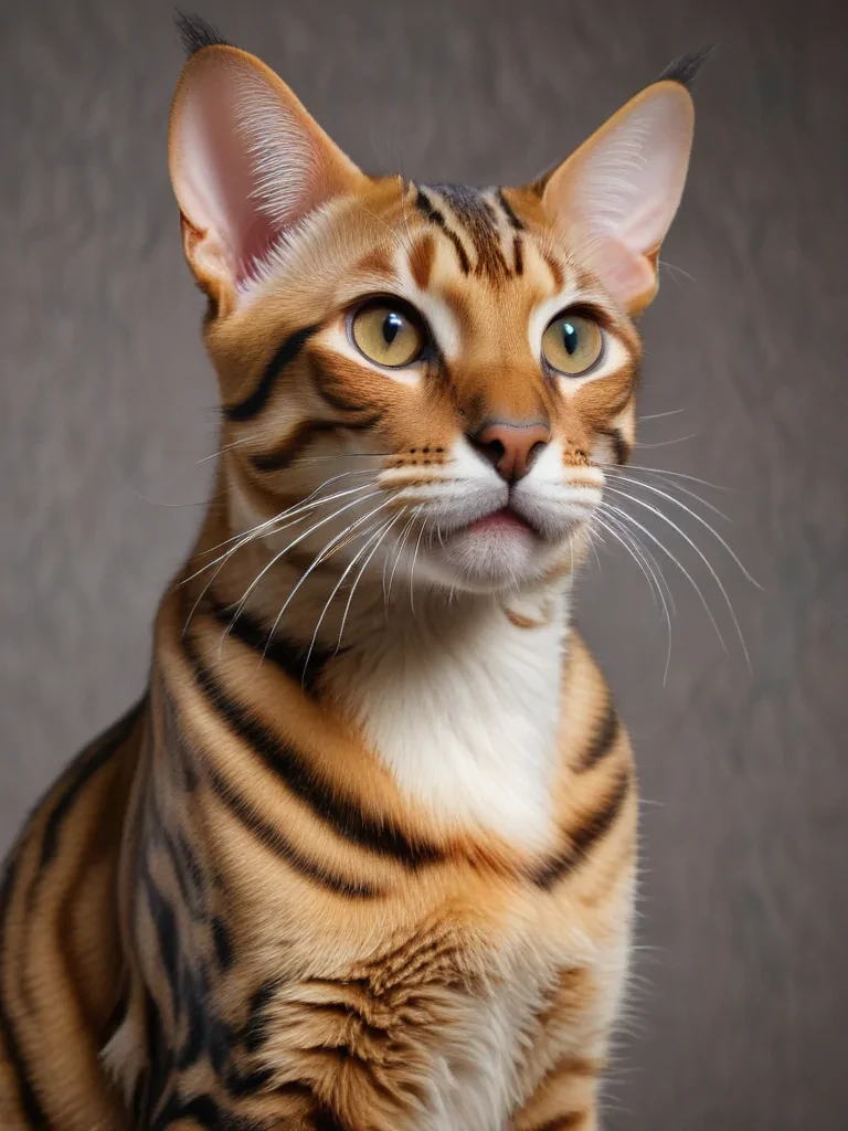 A Majestic Bengal Cat with Striking Patterns and Captivating Eyes