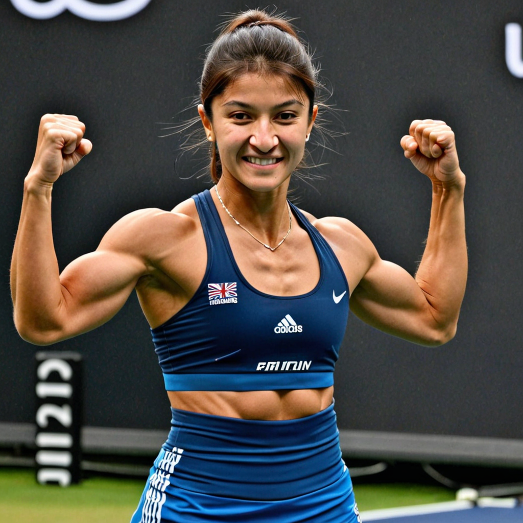 Emma raducanu flexing muscles