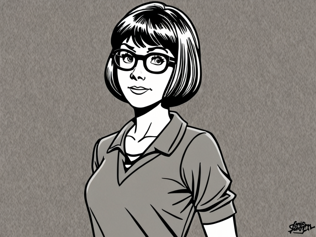 Velma Dinkley fron cartoon Scooby-Doo line art
