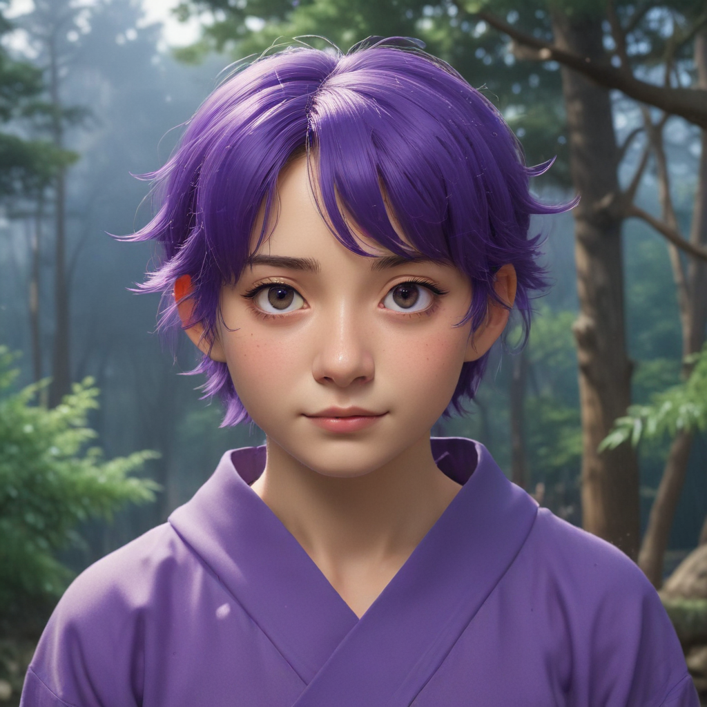 Satoro Gojo using hollow purple in the art style of Studio Ghibli