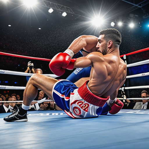 Boxing match, guy has fallen