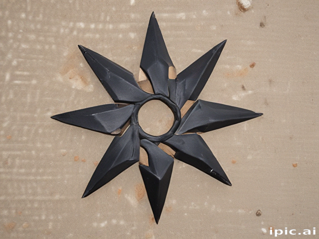 Intricate Black Star Design with Sharp Points on Textured Background