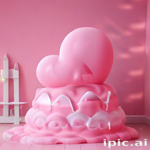 Whimsical Pink Sculpture in a Playful, Candy-Themed Room Setting