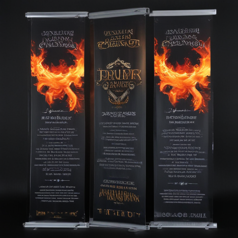 Intricate Banners Displaying Fantasy-Themed Artwork with Fiery Elements ...