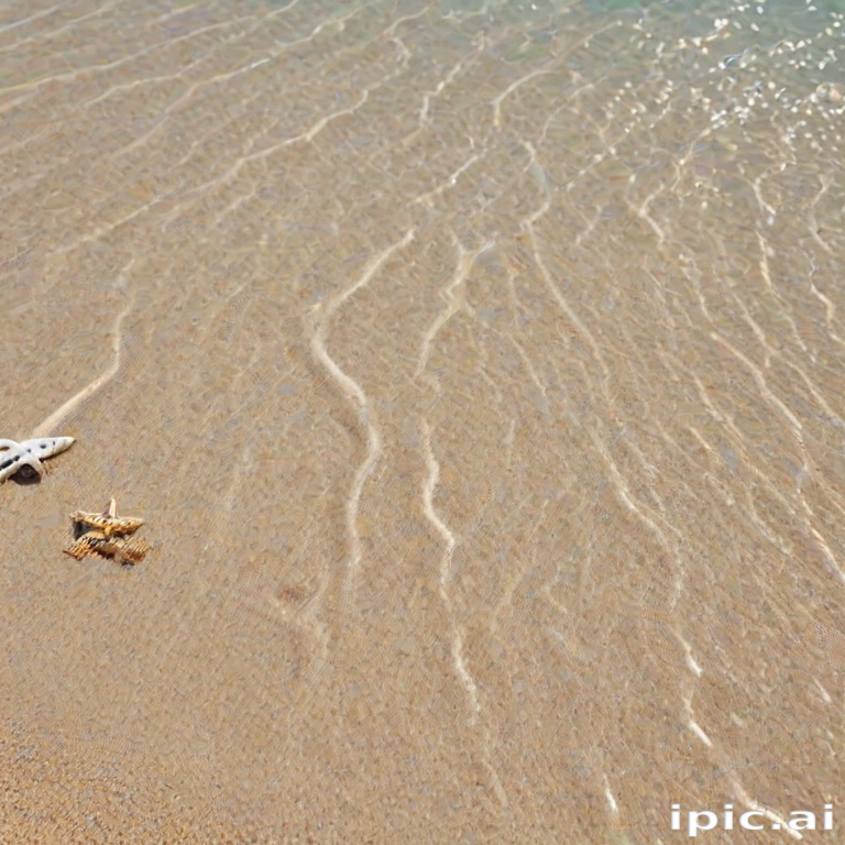 Tranquil Beach Scene Featuring Gentle Waves and Delicate Sand Patterns