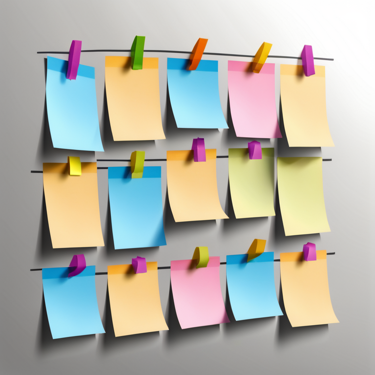 Colorful Sticky Notes Organized on a Wall for Creative Ideas and Reminders