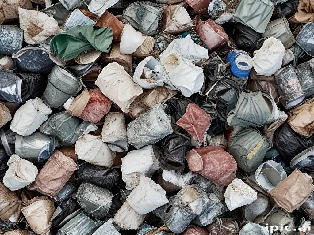 A Colorful Collection of Discarded Plastic Bags and Wrappers Piled ...