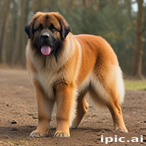 A Fluffy Leonberger Dog Standing Proudly in a Natural Outdoor Setting