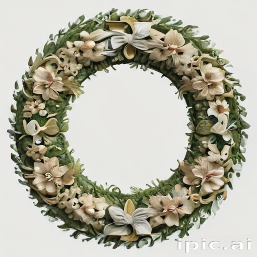 Elegant Floral Wreath Adorned with Delicate Cream Flowers and Greenery