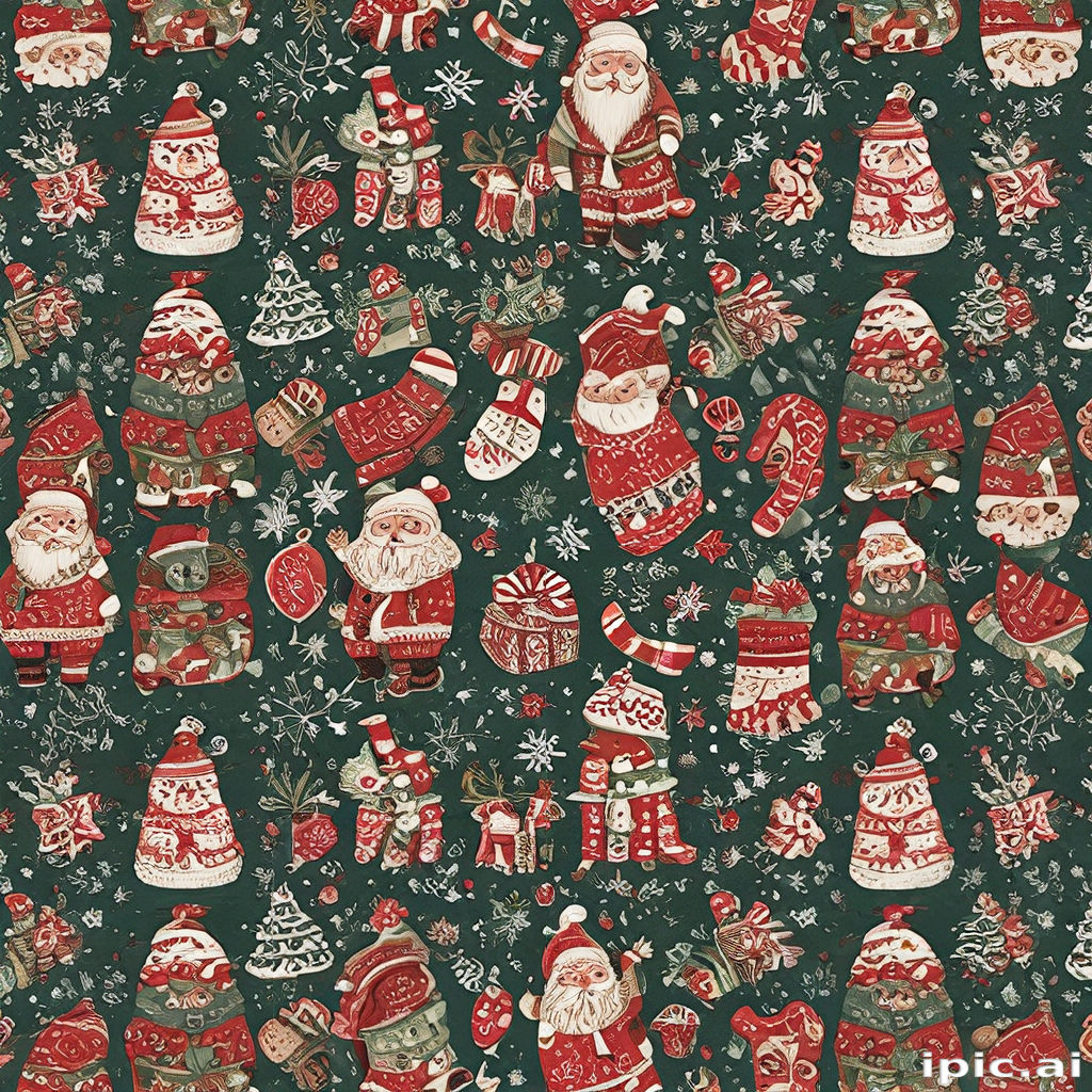Festive Holiday Pattern Featuring Santa, Christmas Trees, and Cheerful ...