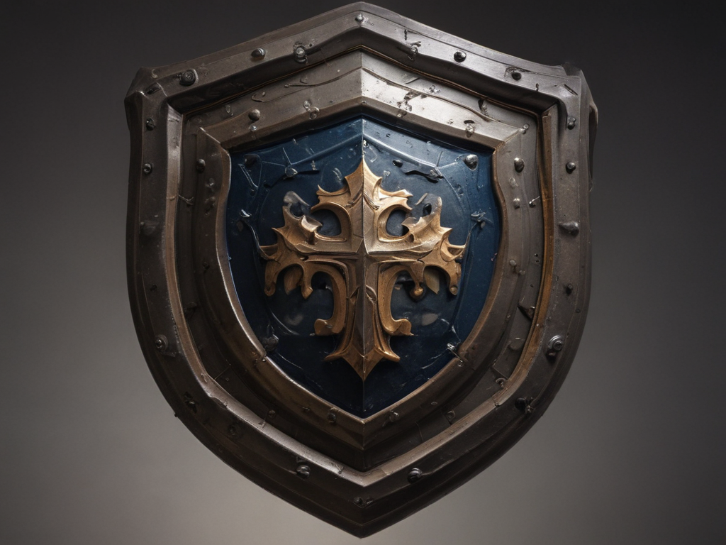 A Detailed Close-Up of an Ornate Medieval Shield with Symbolic Design