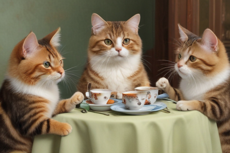 Cat tea party