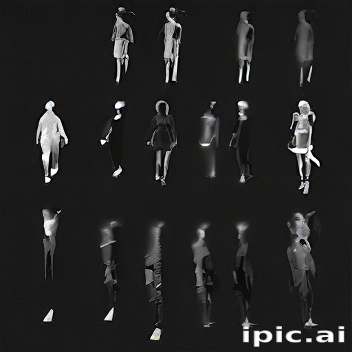 Abstract Representation of Human Figures in Various Poses and Outfits