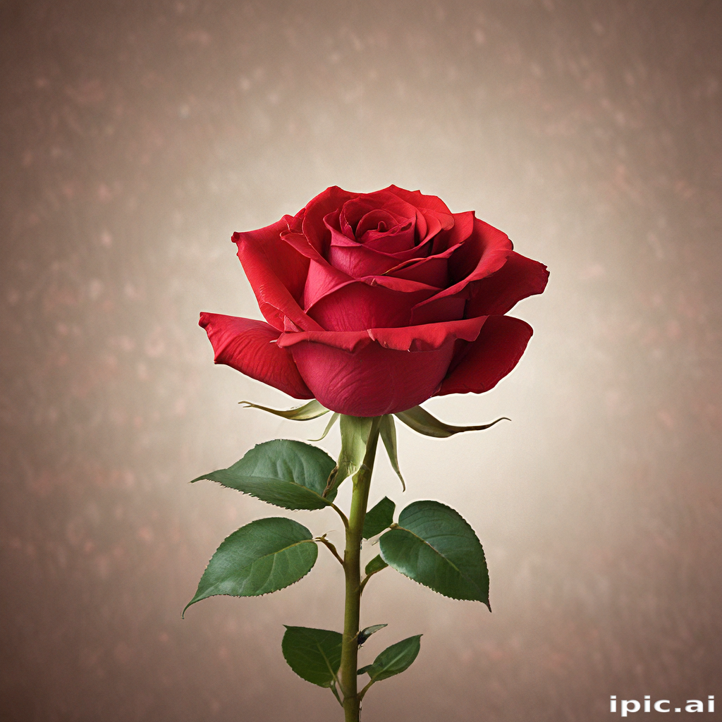 Beautiful Single Red Rose Against a Soft, Subtle Background of Color.