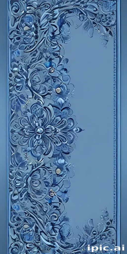 Intricate Blue Floral Design with Elegant Patterns and Decorative Elements