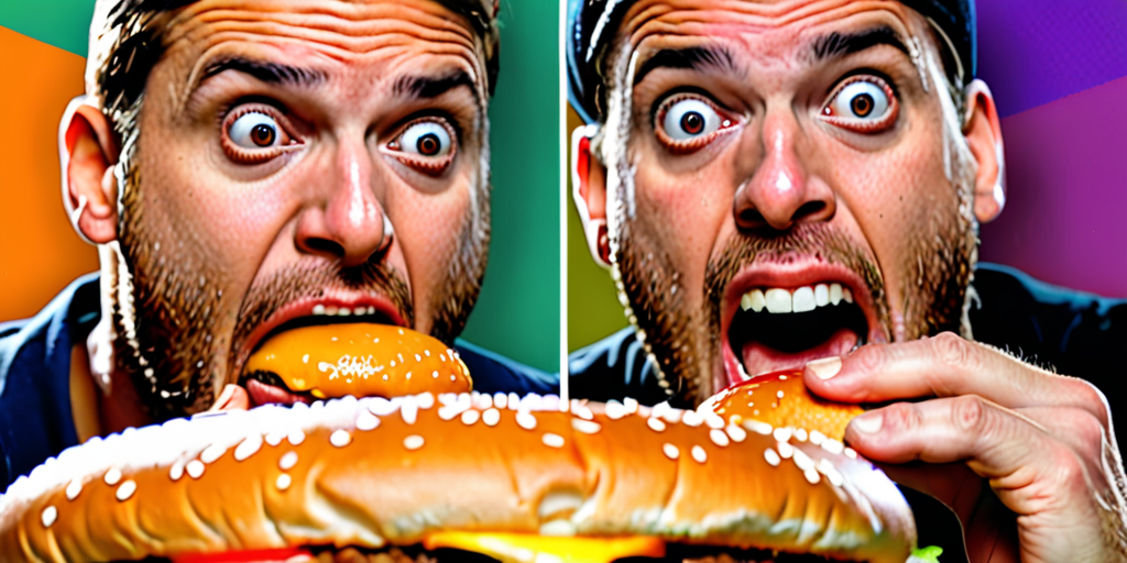 Scared person eating the best burger
