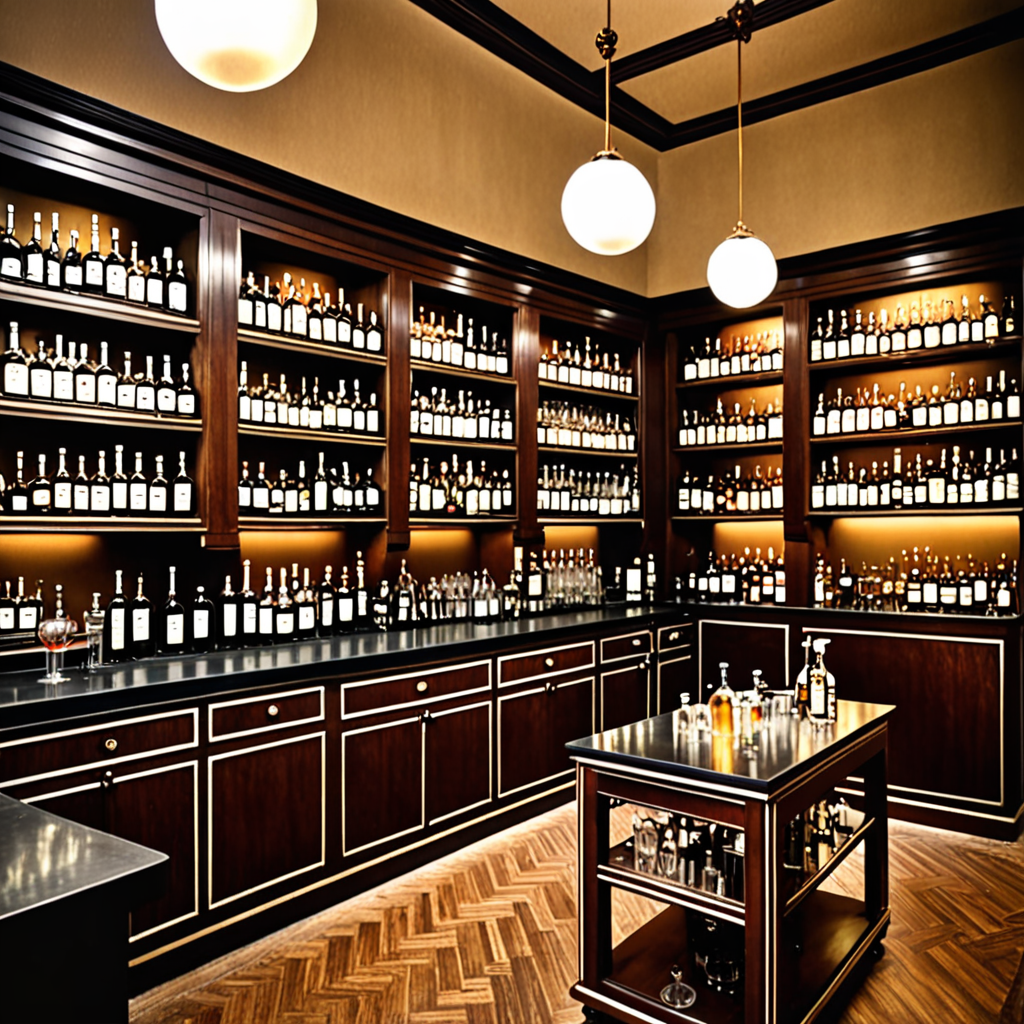 art deco chemistry and alcohol laboratory