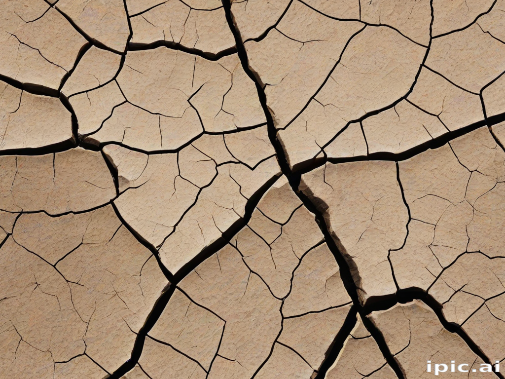 Desolate Earth: A Close-Up View of Cracked Dry Soil Patterns