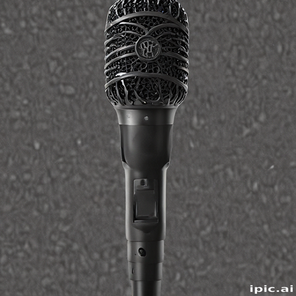 Stylish Black Microphone with Intricate Design Against a Textured ...