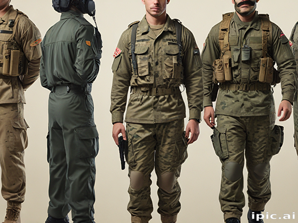Various Military Uniforms Displaying Different Roles and Eras in Service