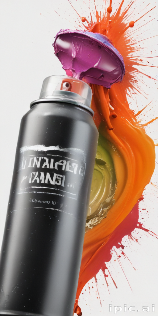 Vibrant Spray Paint Can with Colorful Paint Splashes in Background