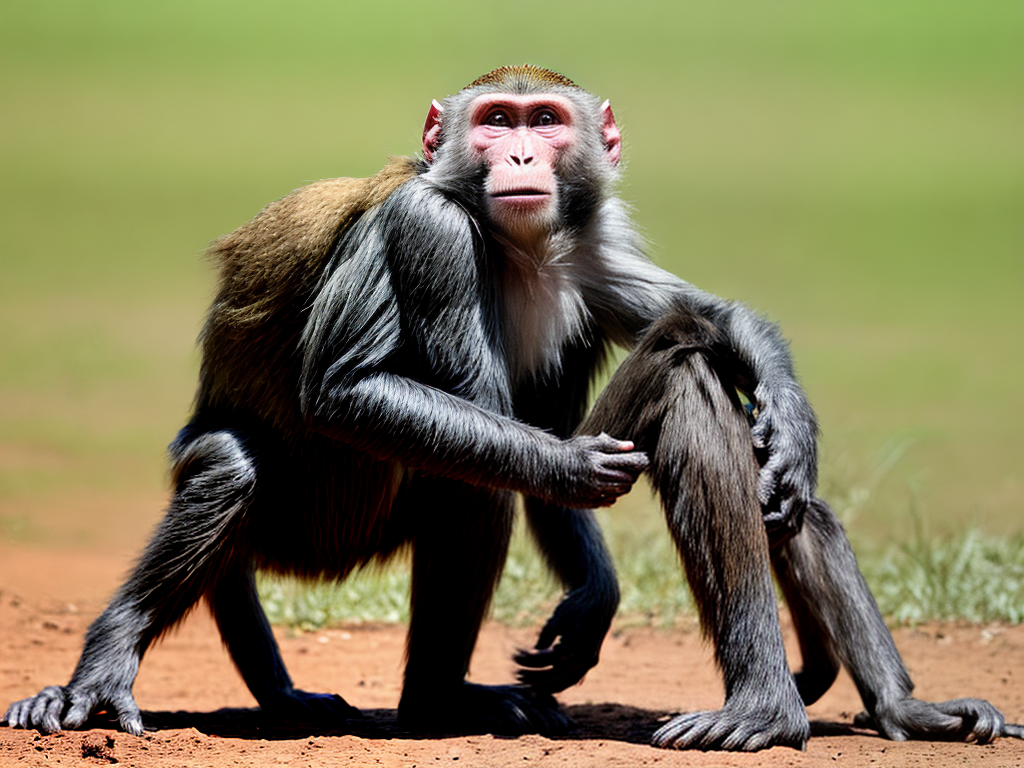 monkey throwing mud balls on the troop of hunters