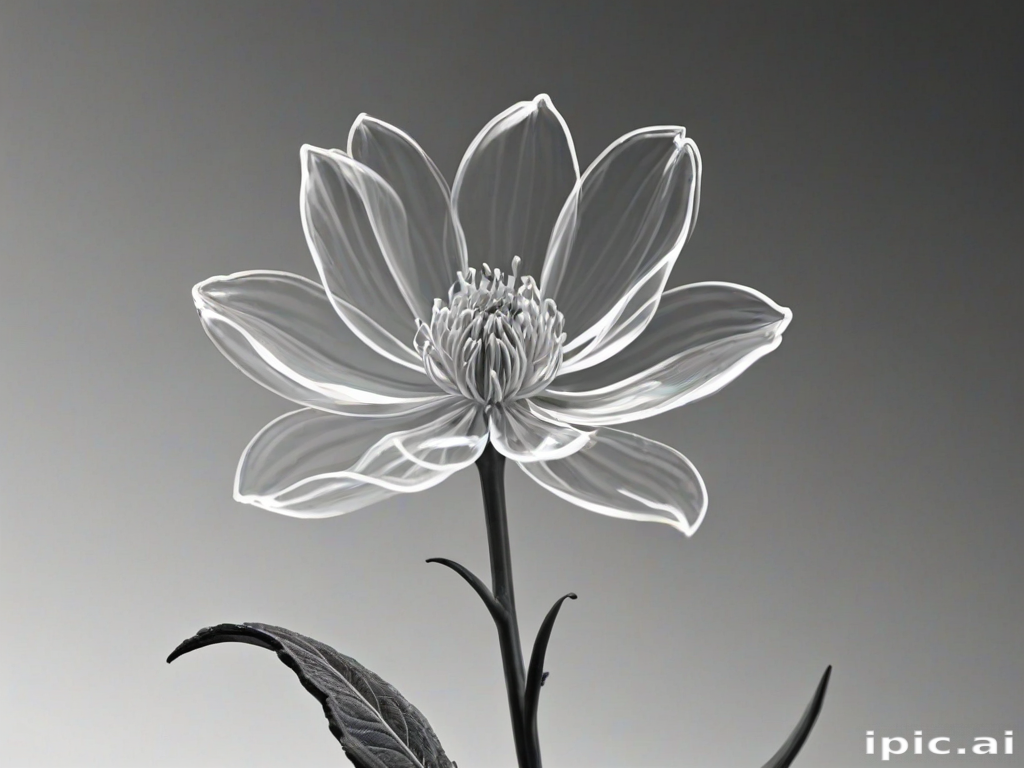 Delicate Beauty of a Transparent Flower Captured in Monochrome Elegance