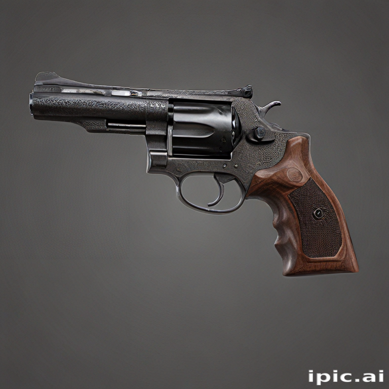A Classic Revolver with Elegant Wood Grip and Polished Metal Finish