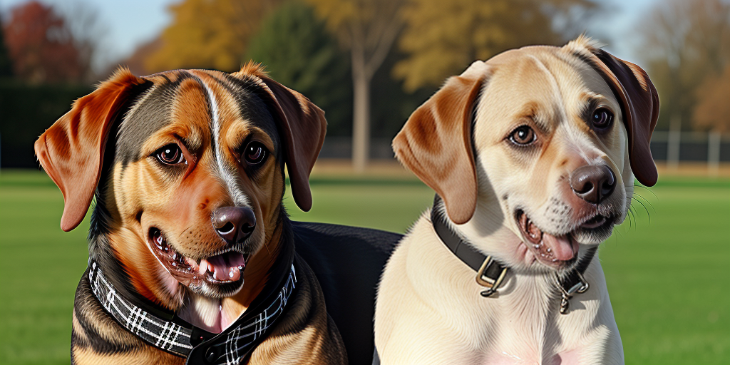 Two Happy Dogs Enjoying a Beautiful Day in the Park Together