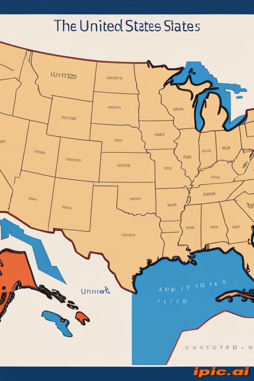 A Colorful Map Displaying the United States and Its Individual States.