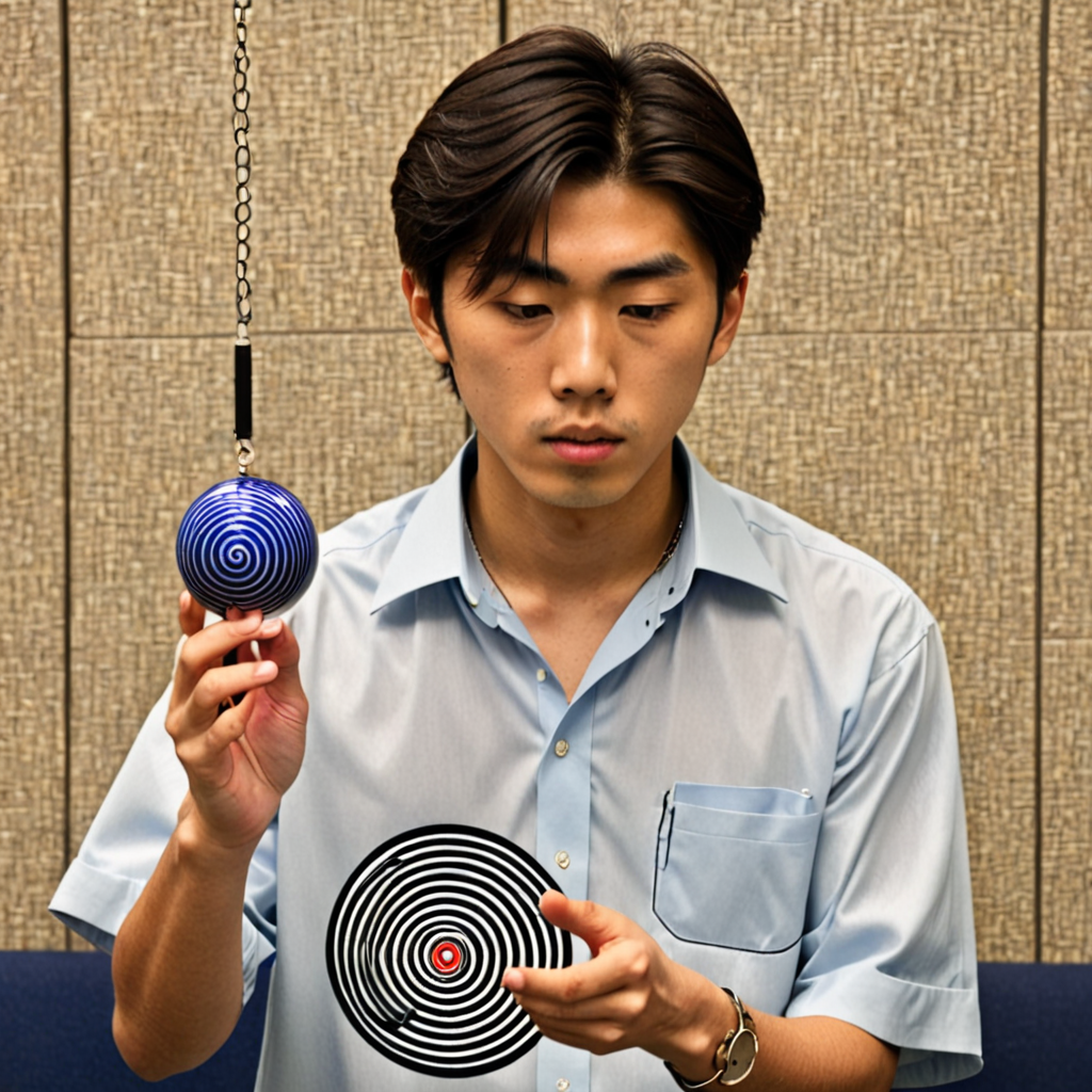 japanese, high school student, male, hypnotized with pendulum