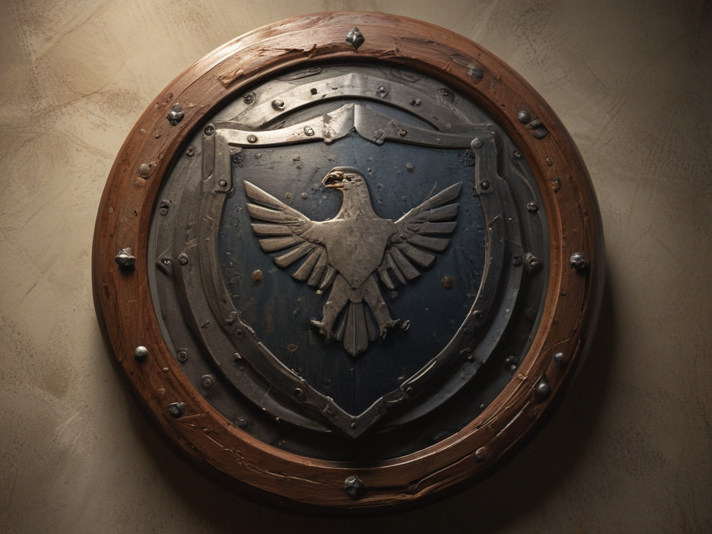 An Ornate Shield Featuring a Majestic Eagle Emblem on Display
