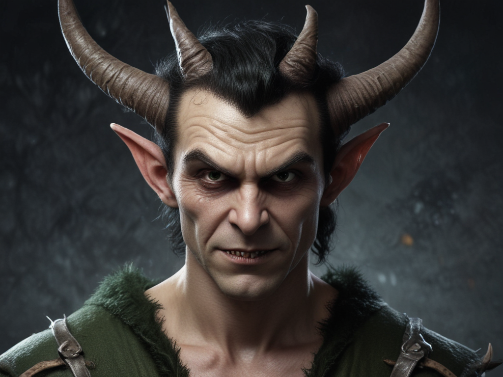 evil demon look like elf with horns and claws