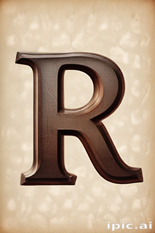 Stylized Letter R in Bold Typeface Against a Textured Background